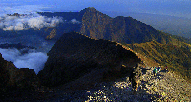 Mount Rinjani active volcano in Lombok, Indoneisa